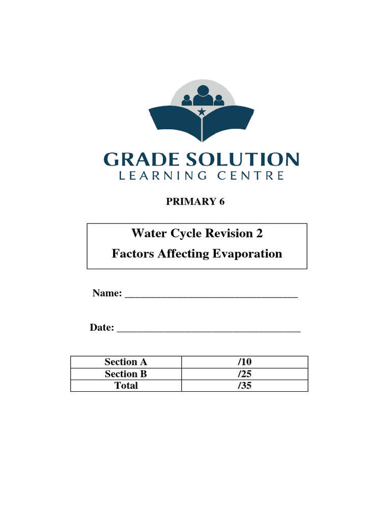 P6 Water Cycle Revision 2 - Evaporation (Edited 27 Feb 2024) | PDF ...