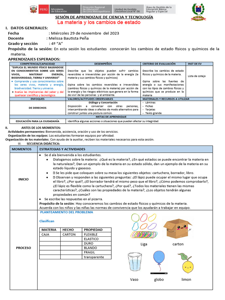 La Materia y Sus Cambios de Estado. | PDF | Importar | Líquidos