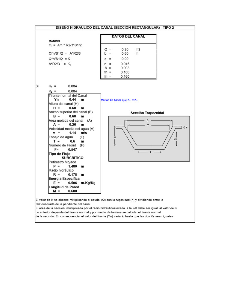Diseño Canal S 0.29 (Rectangular) | PDF | Física Aplicada e ...