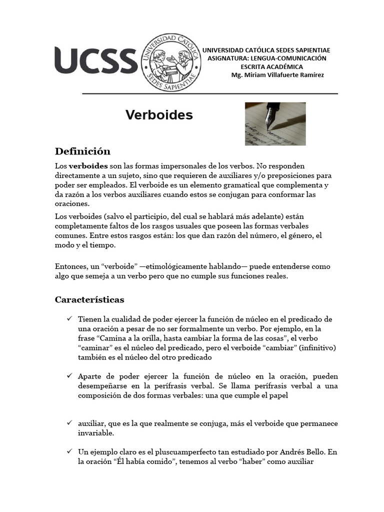 Verboides: Infinitivo, Gerundio y Participio | PDF | Verbo ...