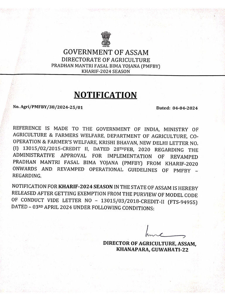 KHARIF 2024 FINAL NOTIFICATION | PDF | Insurance | Crop Insurance