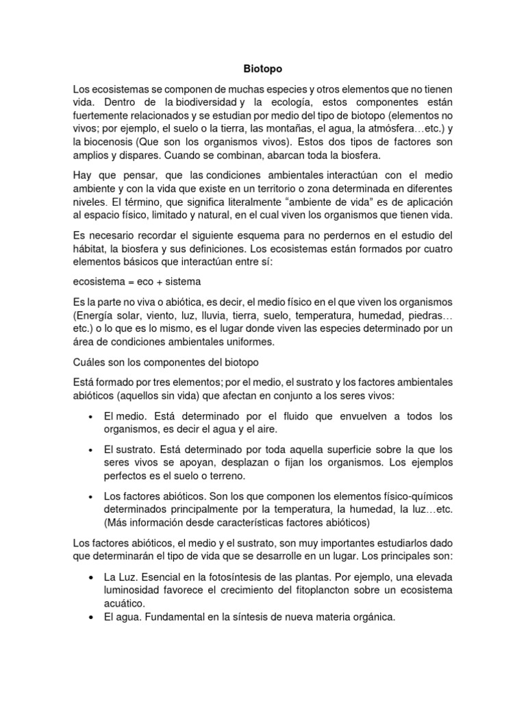 Biotopo | PDF | Entorno natural | Ecosistema