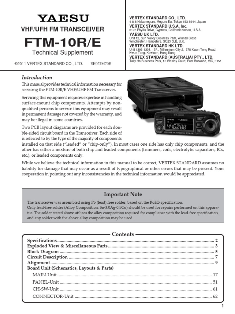 Yaesu Ftm-10r SM | PDF | Frequency Modulation | Amplifier