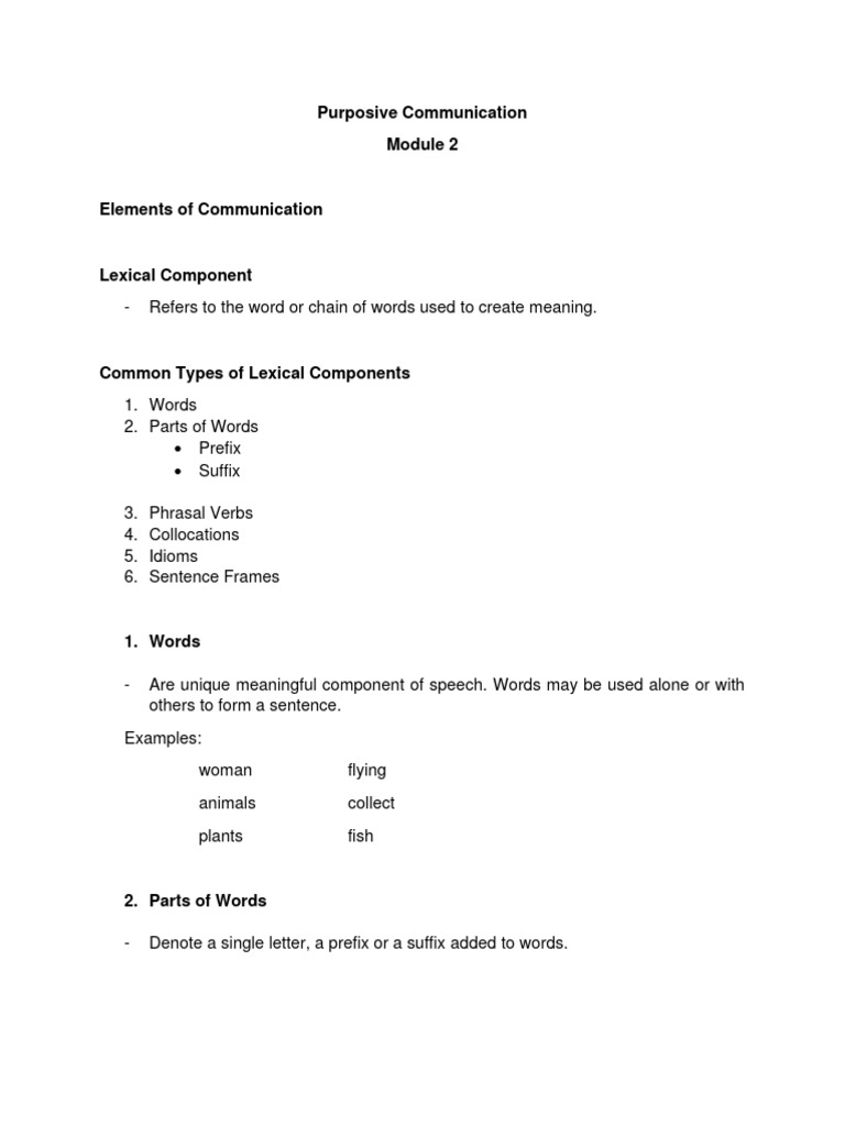 Purposive Communication Module 2 | Download Free PDF | Word | Adverb