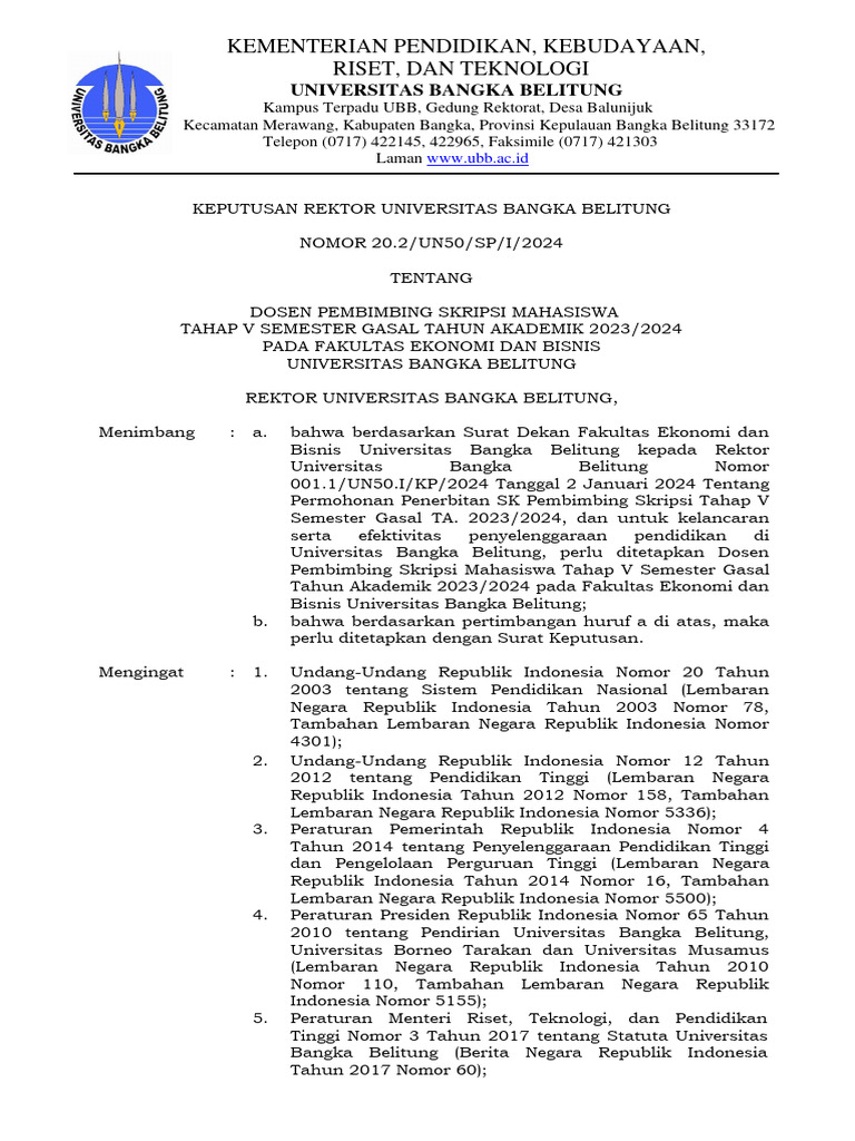 SK Pembimbing Skripsi | PDF