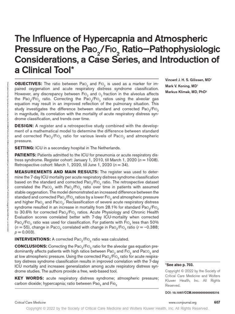 Gilissen - The Influence of Hypercapnia and Atmospheric Pressure On The ...