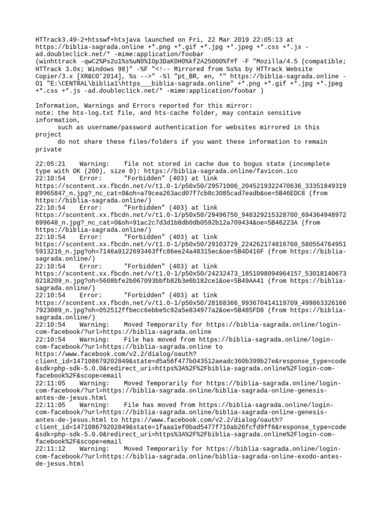 HTTrack Errors for Biblia-Sagrada | PDF | Software | Computing