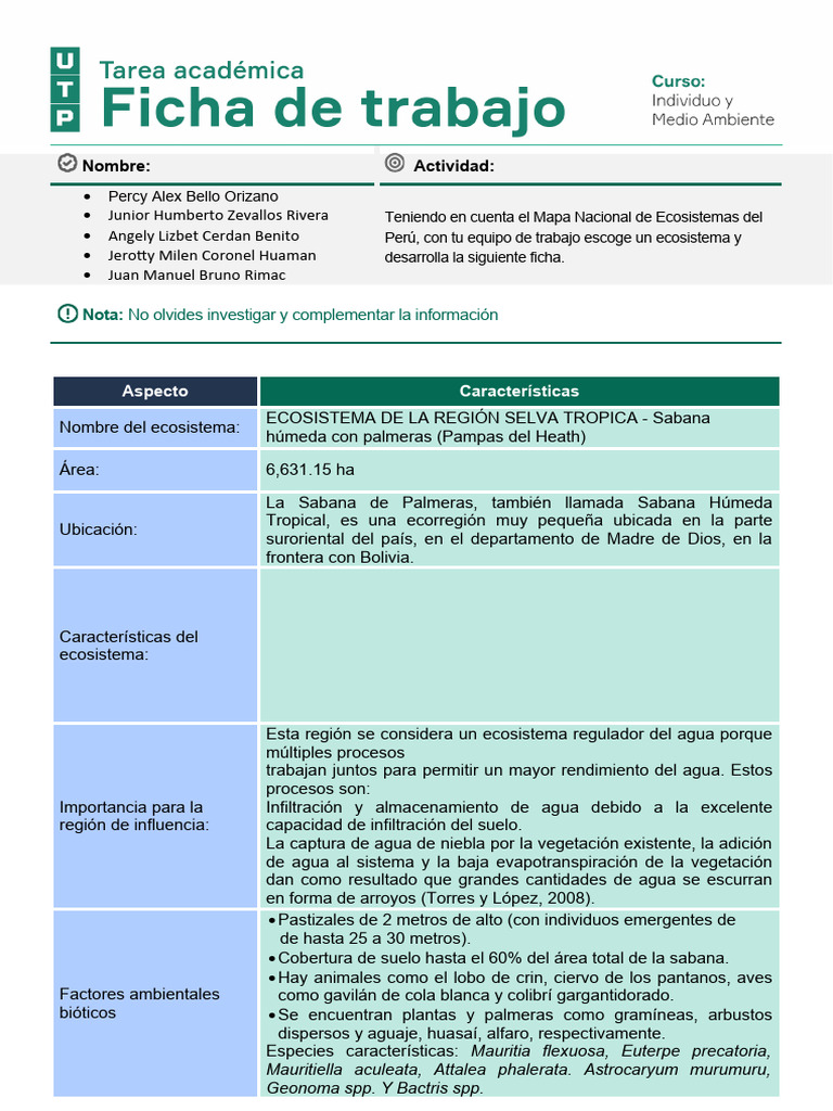 Ecosistema de Sabana Húmeda con Palmeras | PDF | Ecosistema | Sabana