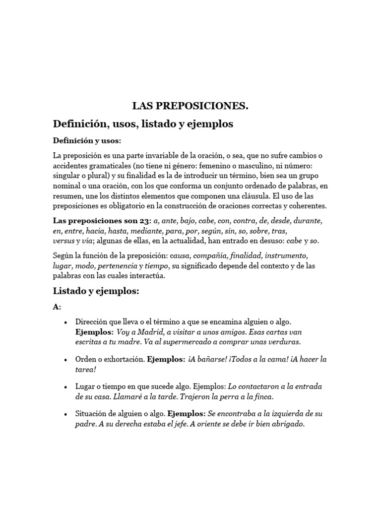 Guía Completa sobre Preposiciones | PDF | Adverbio | Unidades Semánticas