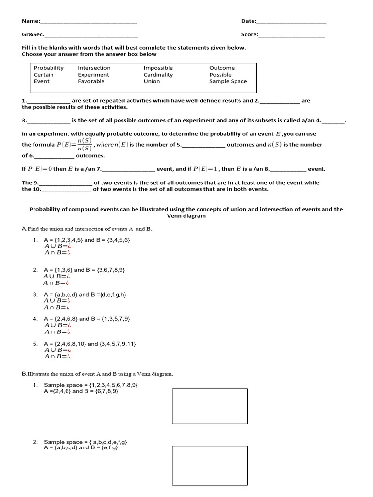 Probabilities Worksheets2024 | PDF | Tangent | Probability