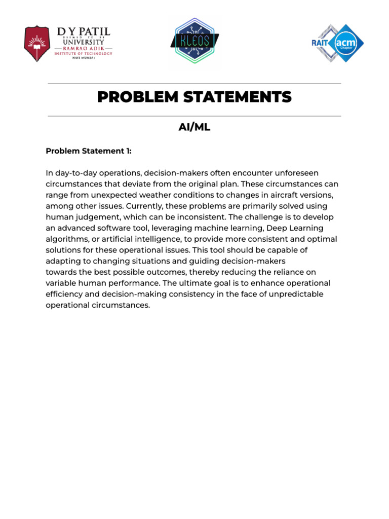 Problem Statements For KLEOS 2.0 | PDF | Artificial Intelligence | Intelligence (AI) & Semantics