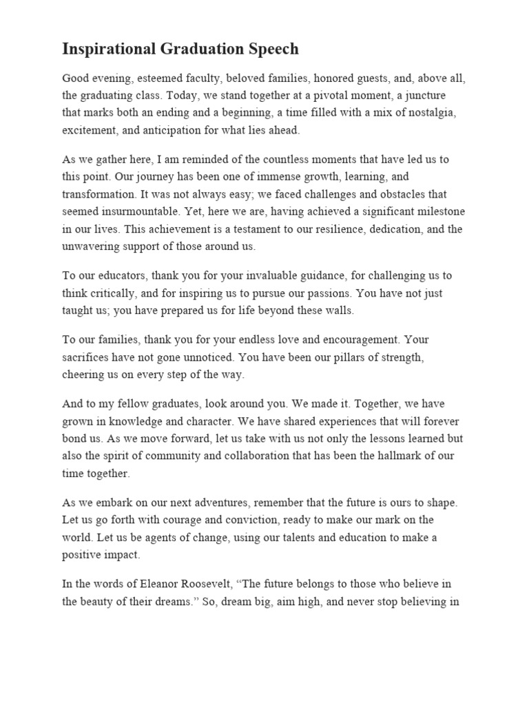 Inspirational Graduation Speech | PDF