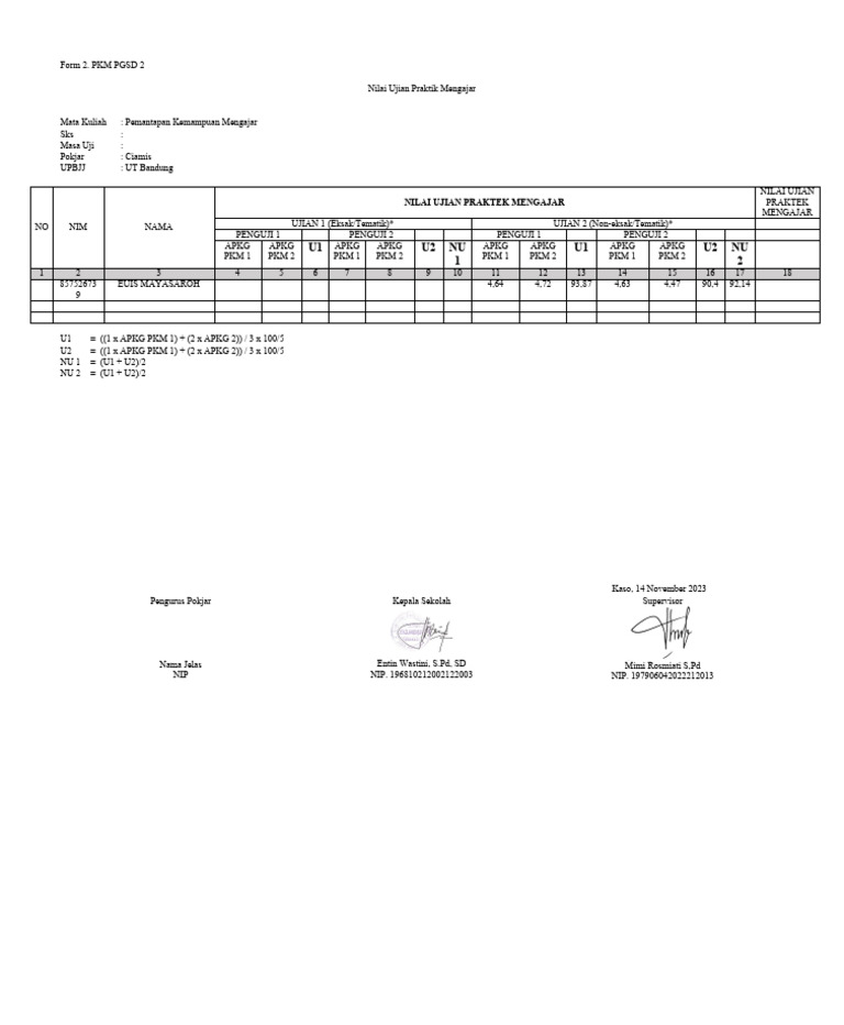 Form 2. PKM PGSD | PDF