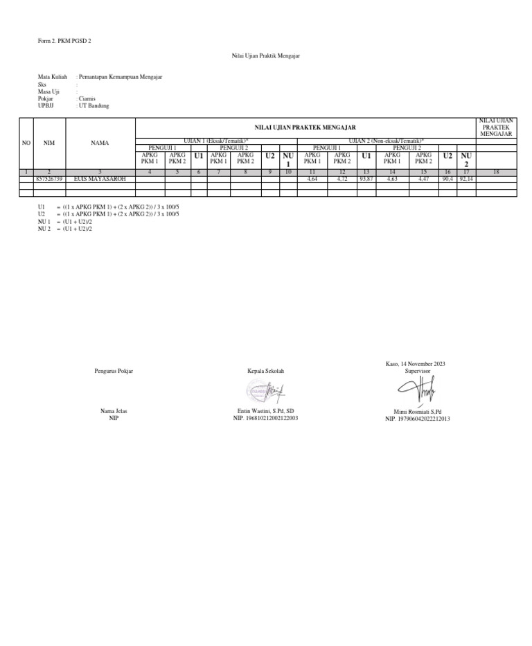 Form 2. PKM PGSD | PDF