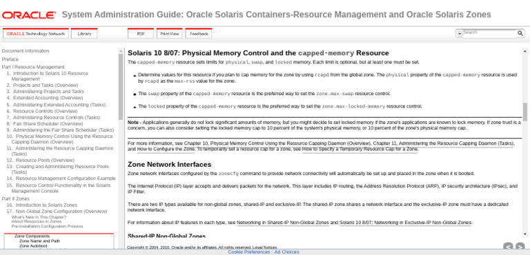 Zone Components System Administration Guide Oracle Solaris Containers Resource Management