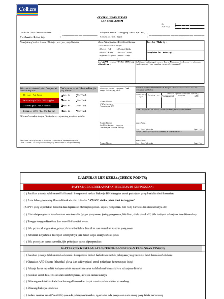 HSE Work Permit - Risky Works | PDF