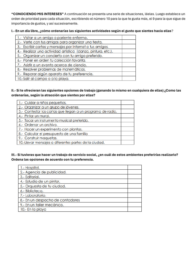 Conociendo Mis Intereses | PDF | Crecimiento personal y profesional