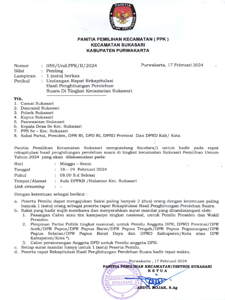 Undangan Pleno PPK | PDF