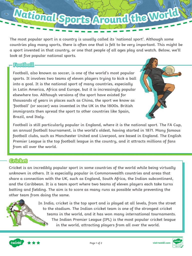 National Sports Around The World Differentiated - Higher Ability | PDF ...
