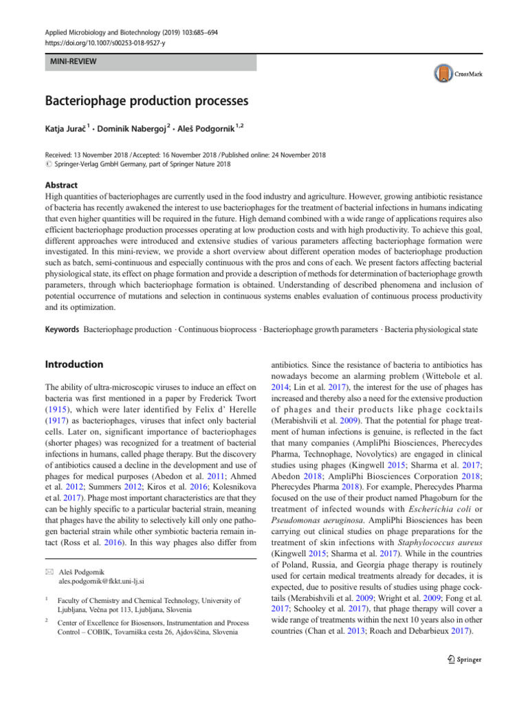Bacteriophage Production Processes | Download Free PDF | Bacteriophage | Microorganism
