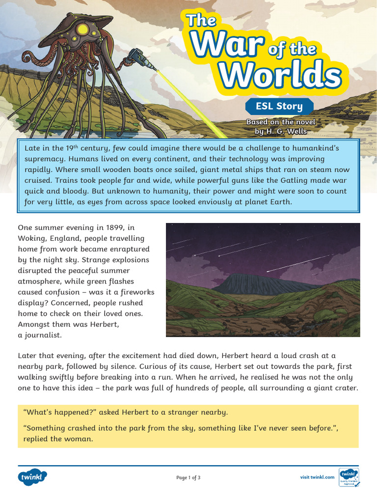 The War of The Worlds Story | PDF | English As A Second Or Foreign ...