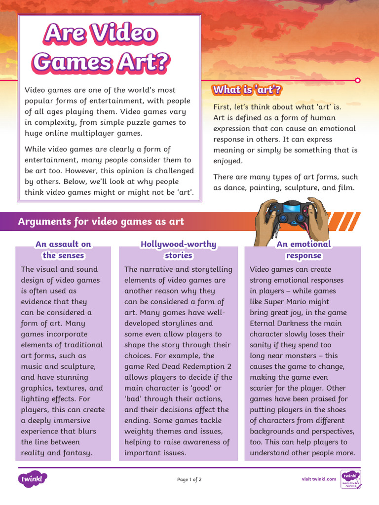 Are Video Games Art | Download Free PDF | English As A Second Or Foreign Language | Cognitive ...