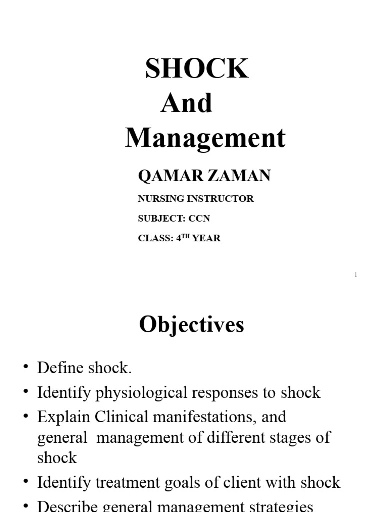 Unit III (D) Shock and Its Management | Download Free PDF | Shock ...