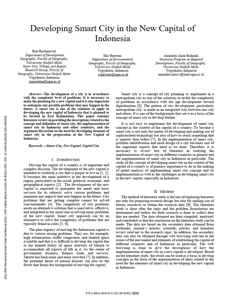 Developing Smart City in The New Capital of Indonesia | PDF ...