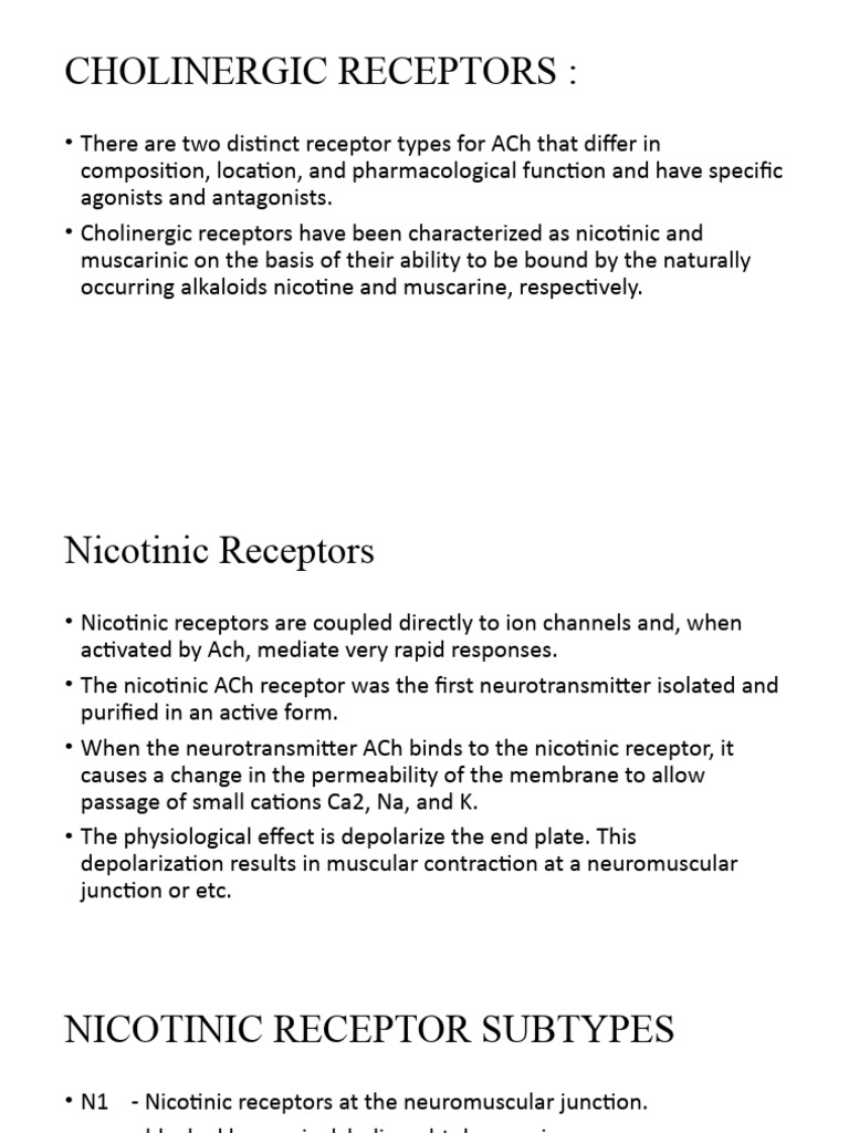 Cholinergic Receptors | PDF | Acetylcholine | Neurochemistry