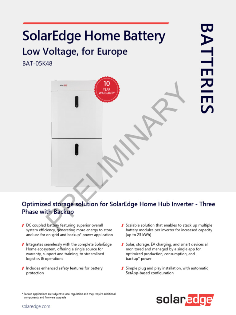 Batterie SolarEdge Home Battery en 2022 XG9aIey | PDF | Power Inverter ...