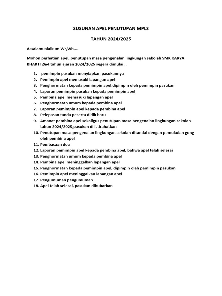 SUSUNAN APEL PENUTUPAN MPLS Baru | PDF