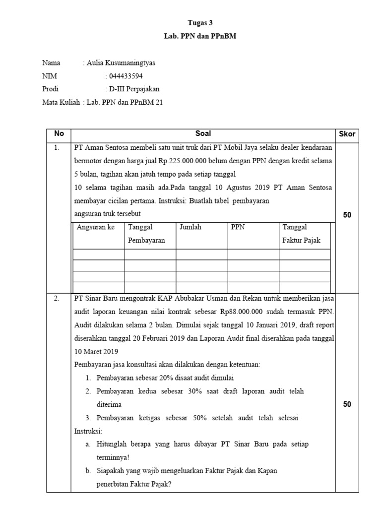 Tugas 3 - Lab PPN Dan PPNBM | PDF | Pengelolaan Keuangan & Uang