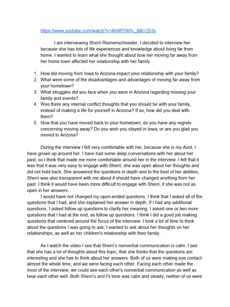 Interview Assignment | Download Free PDF | Nonverbal Communication ... Interview Assignment | Download Free PDF | Nonverbal Communication ...