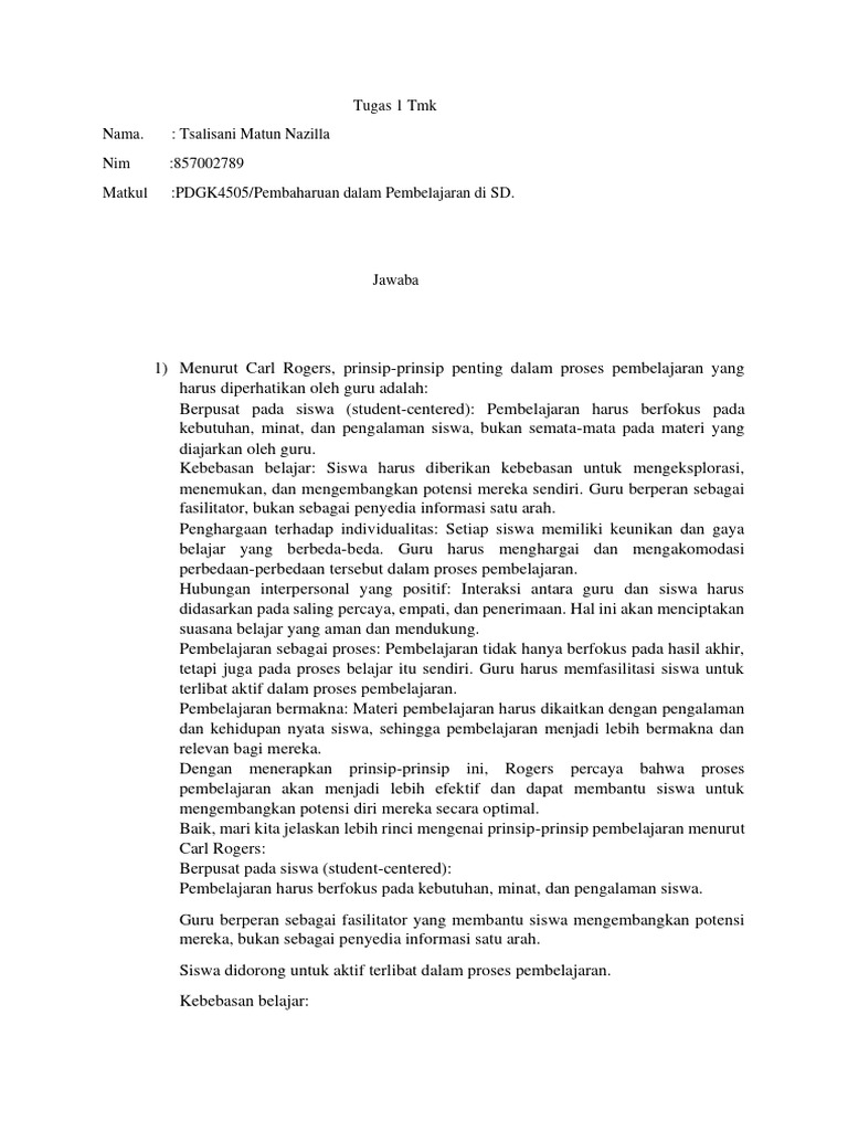 TMK Tugas 1 PDP Di SD | PDF | Karier & Perkembangan | Pengembangan Diri
