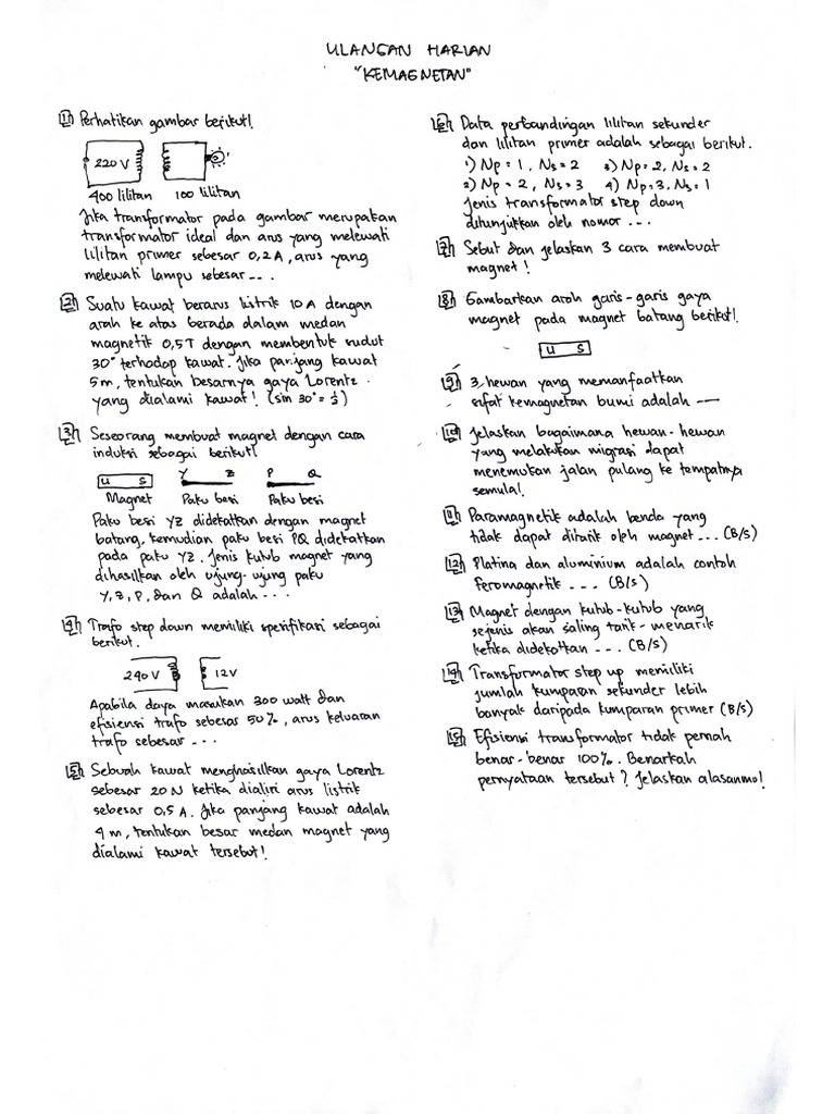 Latihan Soal Kemagnetan Kelas 9 | PDF
