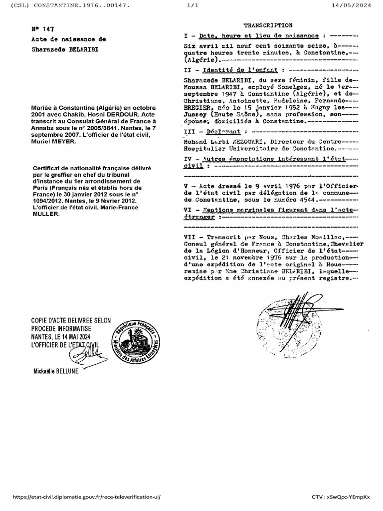 Copie Integrale Naissance 4195034 | PDF