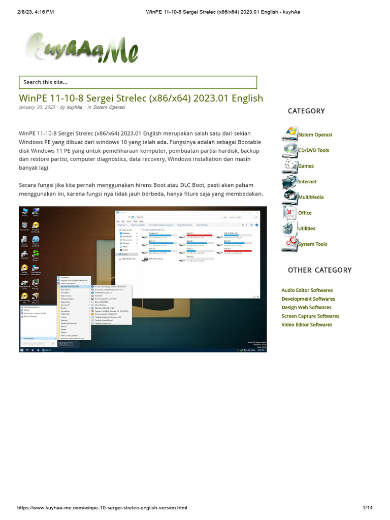 WinPE 11-10-8 Sergei Strelec (x86 - x64) 2023.01 English - Kuyhaa | PDF ...