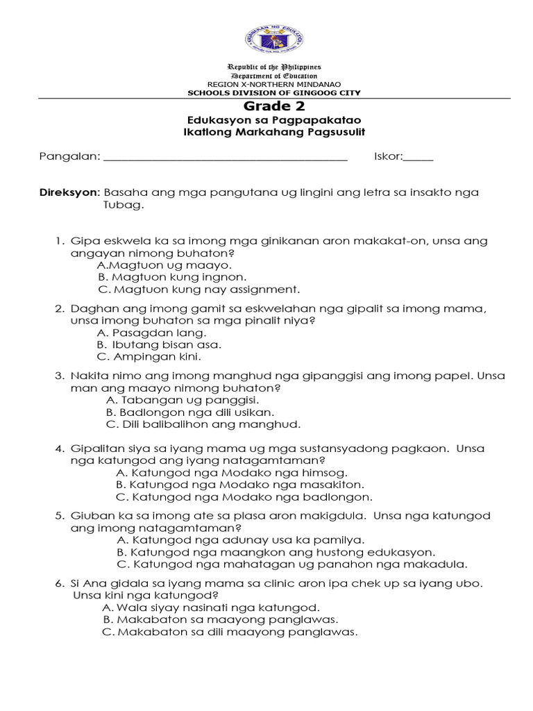 Esp Gr 2- 3rd Grading Tq_final | PDF