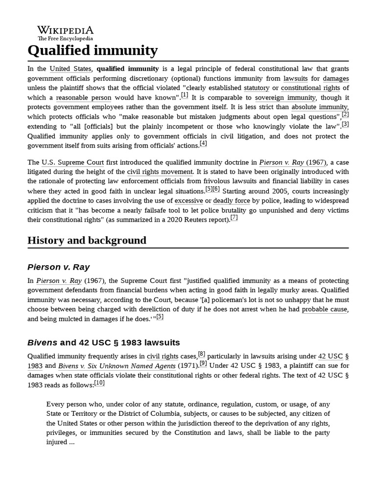 Qualified Immunity | PDF | Qualified Immunity | Government