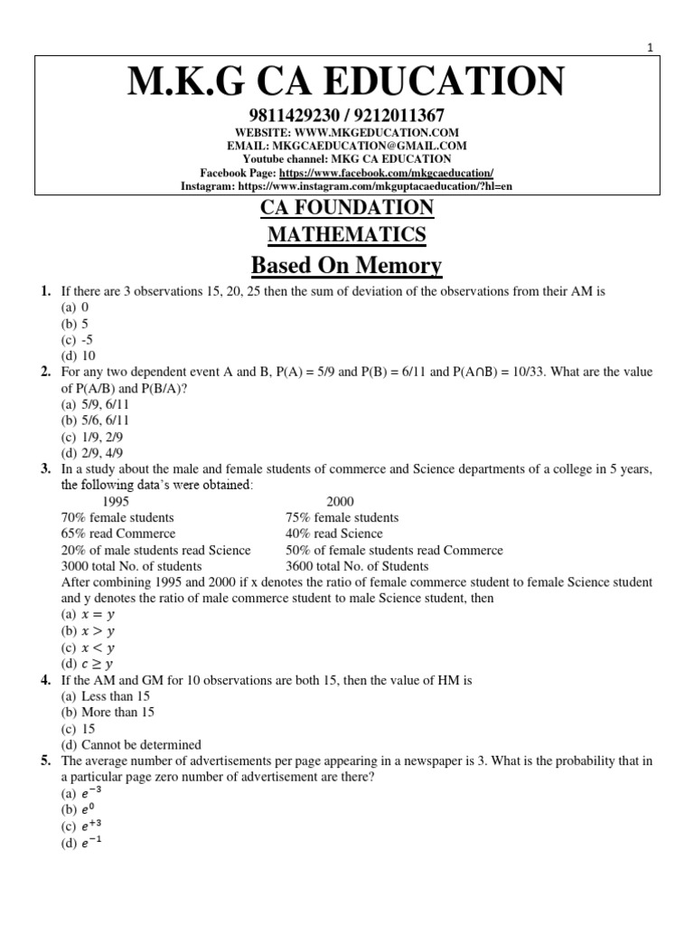 Dec 2021 Question Paper Based On Memory | PDF | Mean | Mode (Statistics)