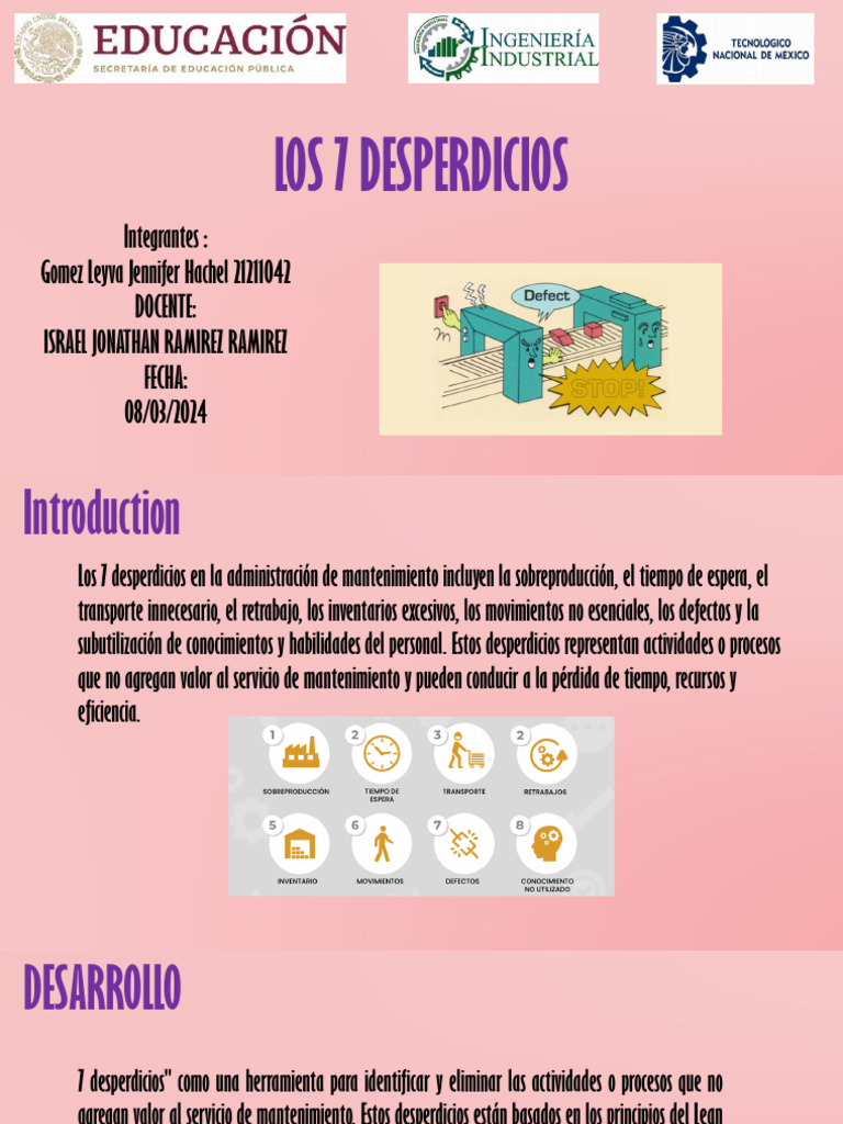 Eliminación De Los 7 Desperdicios En Mantenimiento Pdf Lean