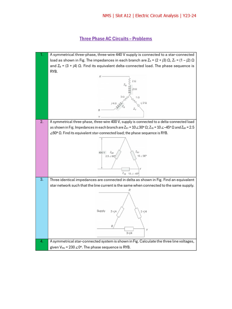NMS - ECA - Unit 5 - Problems | PDF | Electrical Impedance | Ac Power NMS - ECA - Unit 5 - Problems | PDF | Electrical Impedance | Ac Power