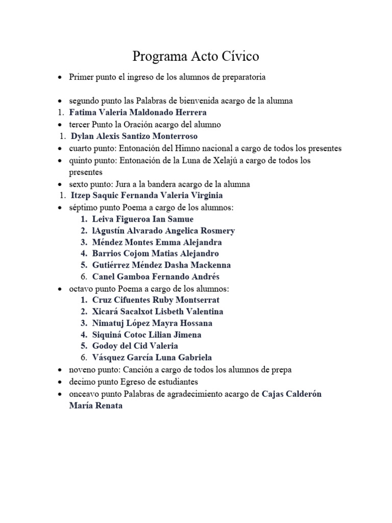 Programa Acto Cívico | PDF