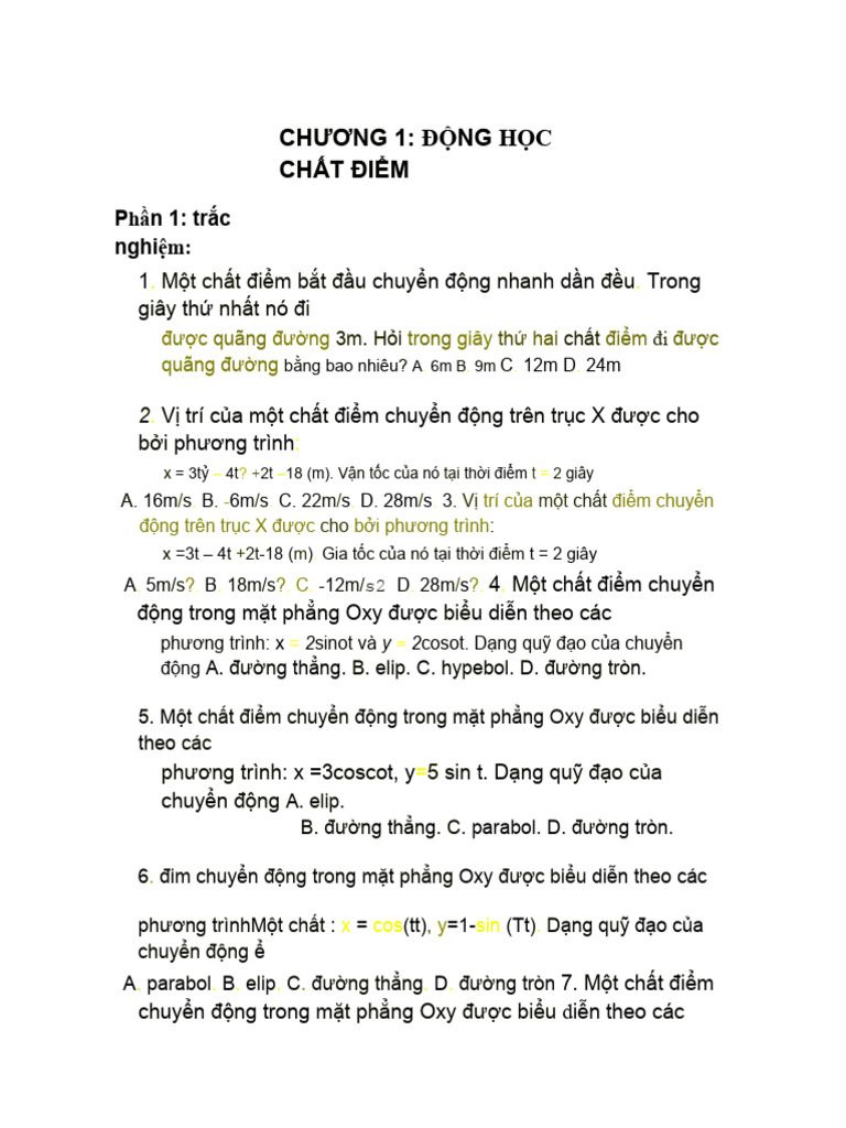 Bai Tap C1. DongHocChatDiem | PDF