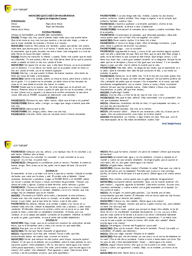 MANCEBO QUE CASÓ CON MUJER BRAVA | PDF