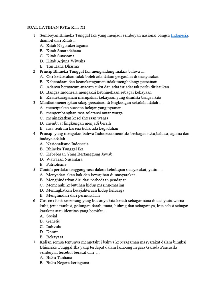 Latihan Soal UAS PPKN | PDF