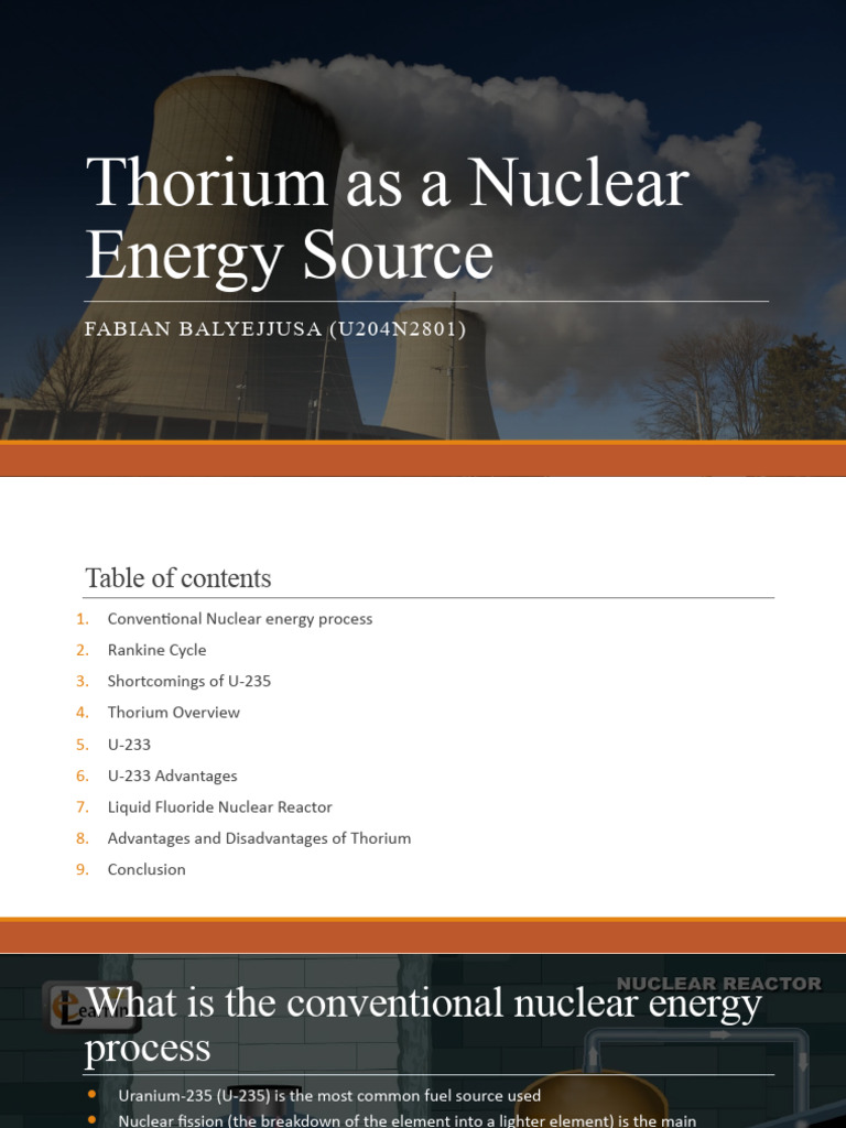 THORIUM AS A NUCLEAR POWER SOURCE | PDF | Nuclear Reactor | Nuclear Fuel