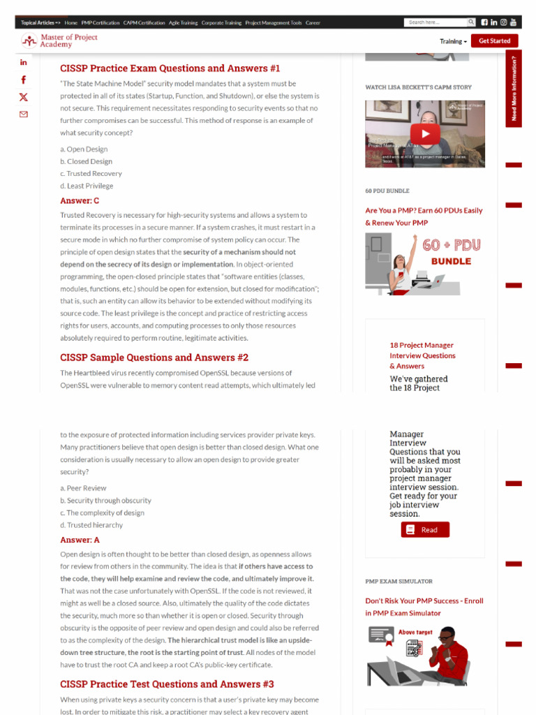 CISSP 20 Sample Questions | PDF