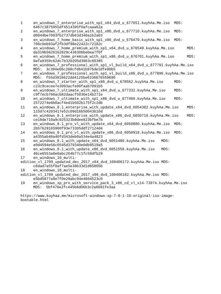 Windows ISO Downloads List | PDF