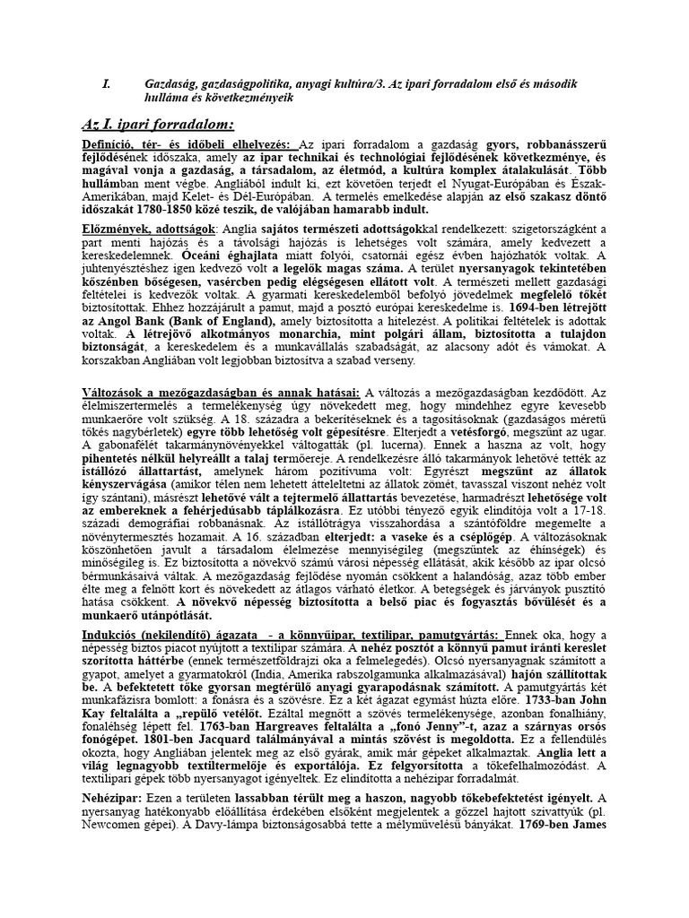 Az I. Ipari Forradalom | PDF